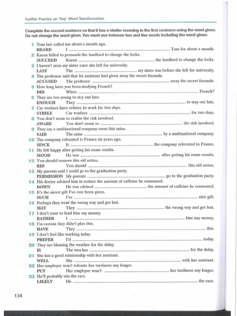 FCE Premium 95 Word Transformations | PDF
