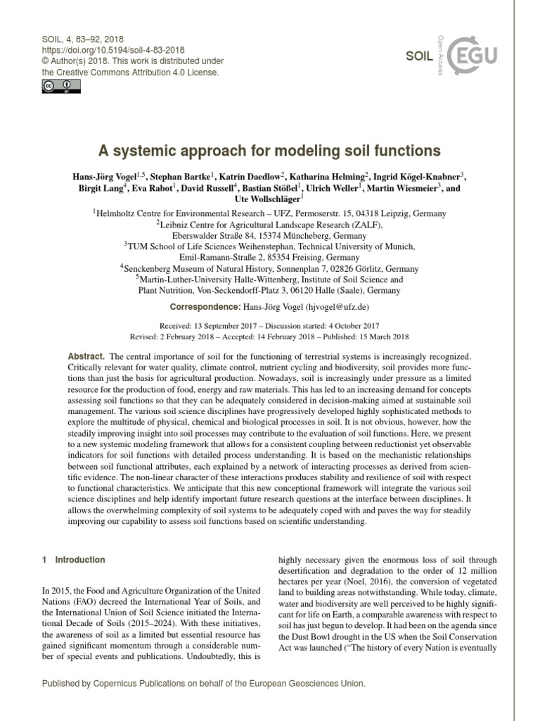 A Systemic Approach For Modeling Soil Functions | PDF | Soil | Soil Science
