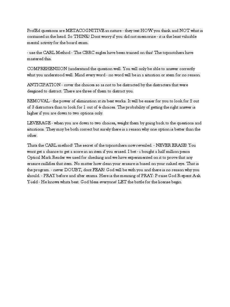 Carl Method | PDF | Test (Assessment) | Reason