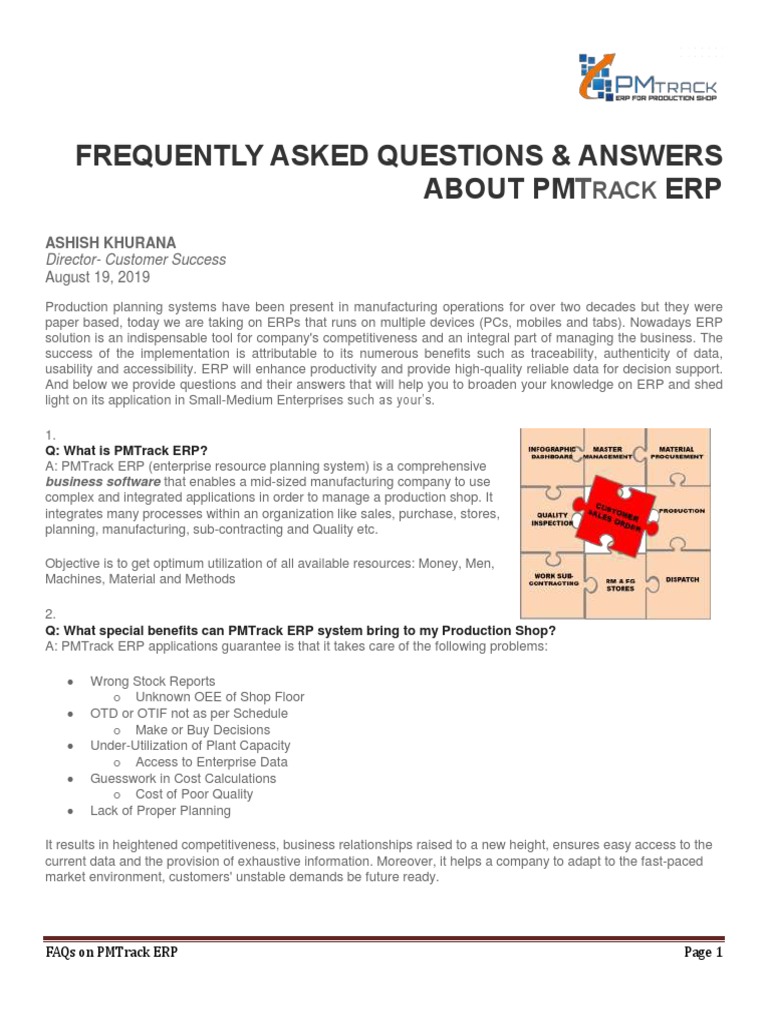 Frequently Asked Questions & Answers About PM ERP: Ashish Khurana ...