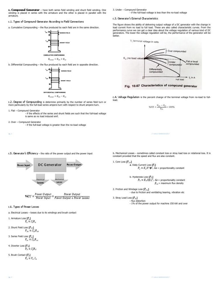 Notes DC MACHINES - Compound PDF | PDF | Electric Generator | Volt