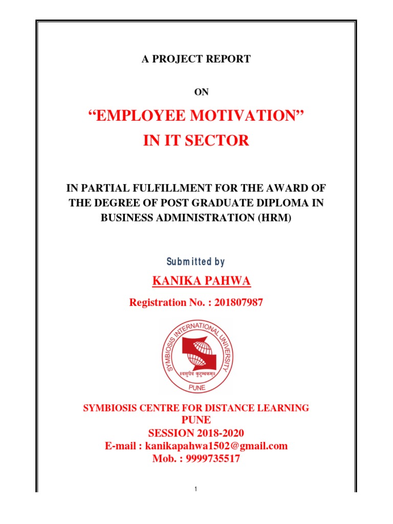 "Employee Motivation" in It Sector: A Project Report | PDF | Finance ...