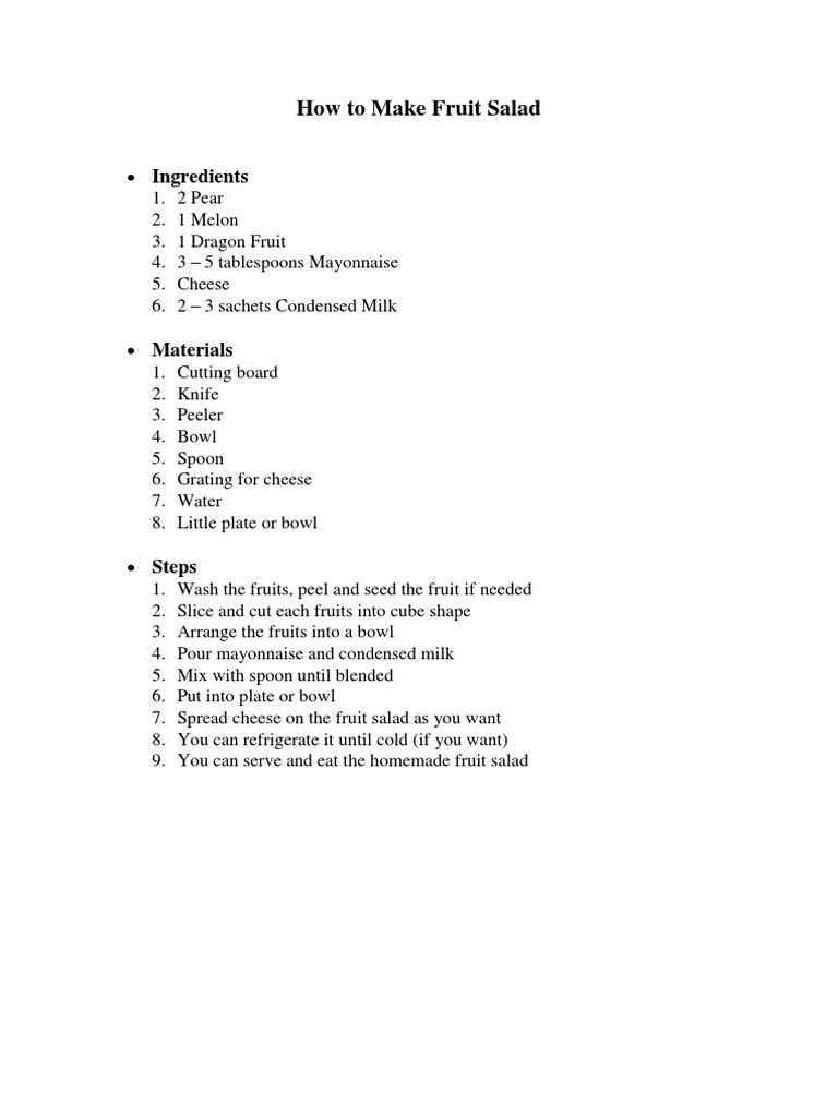 How To Make Fruit Salad | PDF