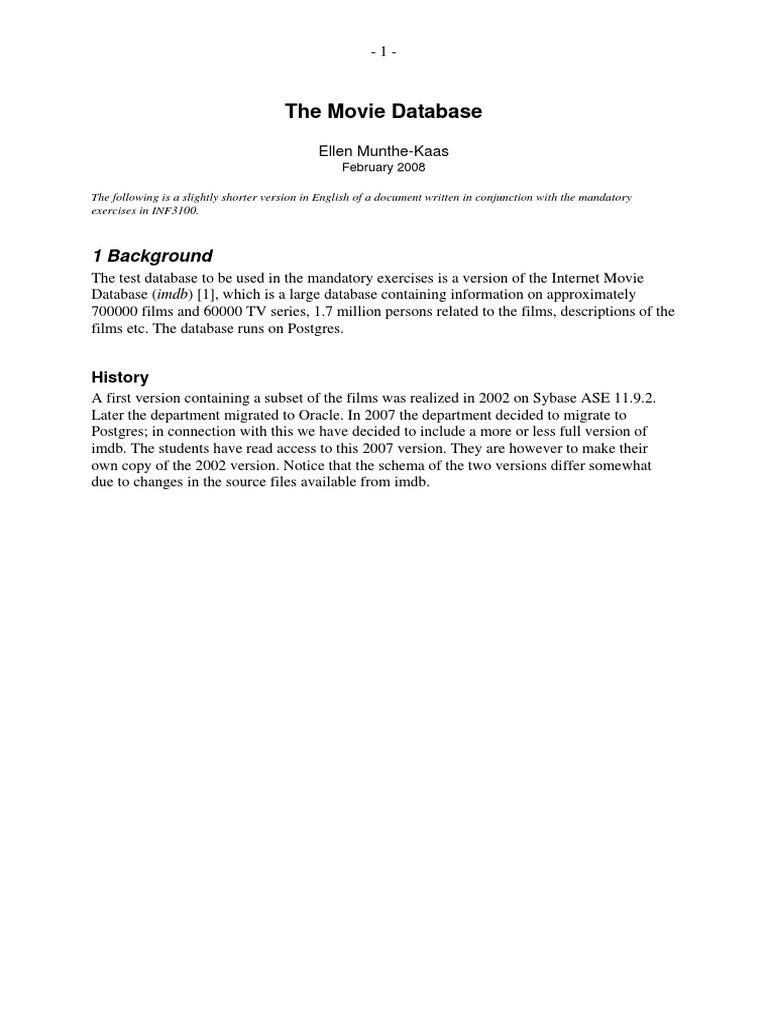 Movie Database Schema Overview | PDF | Postgre Sql | Databases