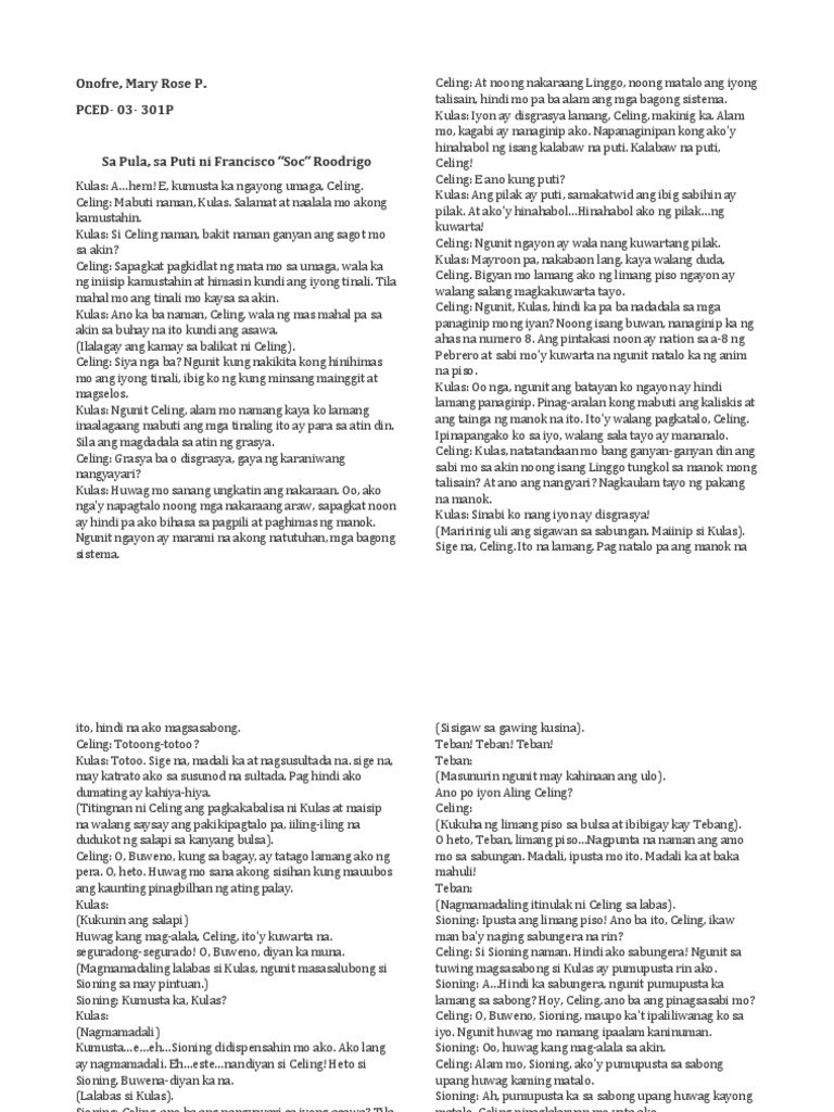 Halimbawa NG Dula | PDF