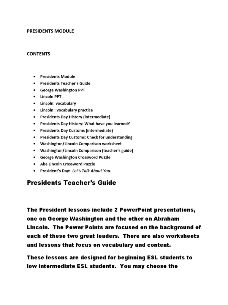 Presidents Module | PDF | Abraham Lincoln | The United States