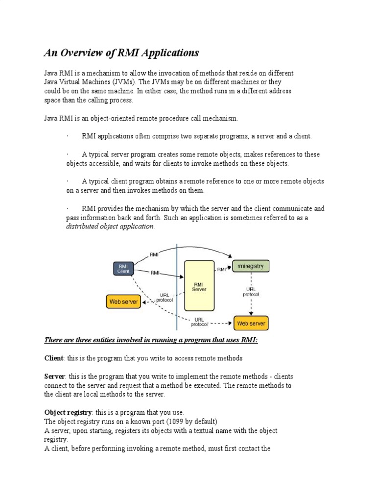 An Overview Of Rmi Applications Distributed Object Application Pdf Method Computer