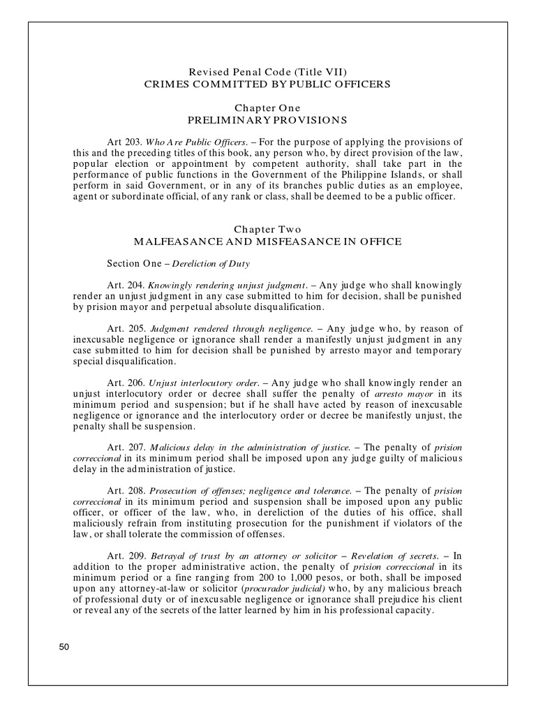 Revised Penal Code (Title VII) Crimes Committed by Public Officers ...