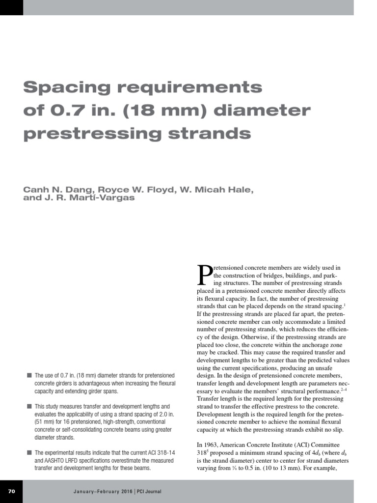 Spacing Requirement | PDF | Prestressed Concrete | Strength Of Materials
