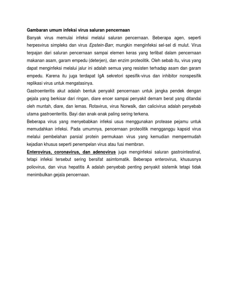 Gambaran Umum Infeksi Virus Saluran Pencernaan | PDF