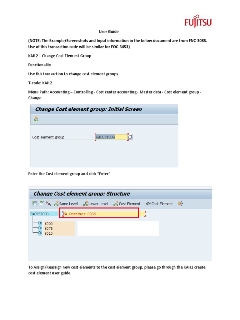 KAH2 - Change Cost Element Group | PDF | Computers
