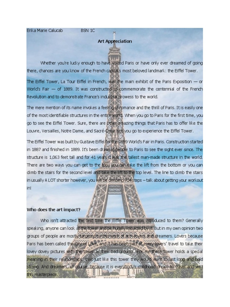 Art Appreciation | PDF | World's Fair | Paris