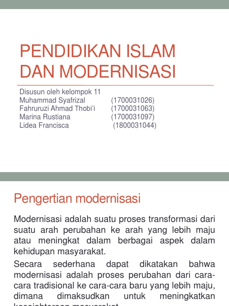 Pendidikan Islam Dan Modernisasi | PDF