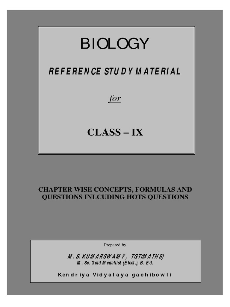 Biology Class Ix Reference Study Material PDF | PDF | Endoplasmic ...