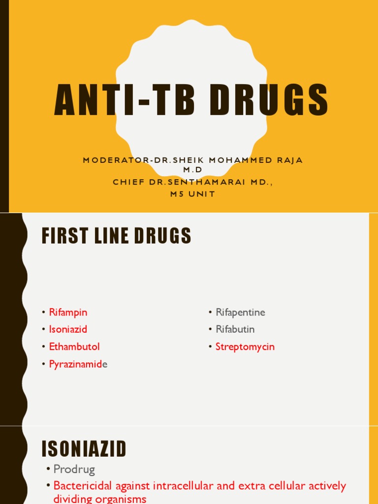 Comprehensive Overview of First-Line and Second-Line Anti-Tuberculosis ...
