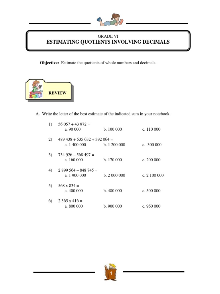 17 Estimating Quotients Decimal PDF | PDF | Division (Mathematics ...