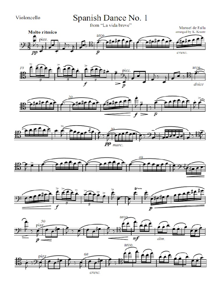 La Vida Breve - Manuel de Falla - Cello Part | PDF