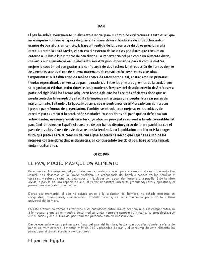 El Pan, Mucho Más Que Un Alimento | PDF | Panes | Vino