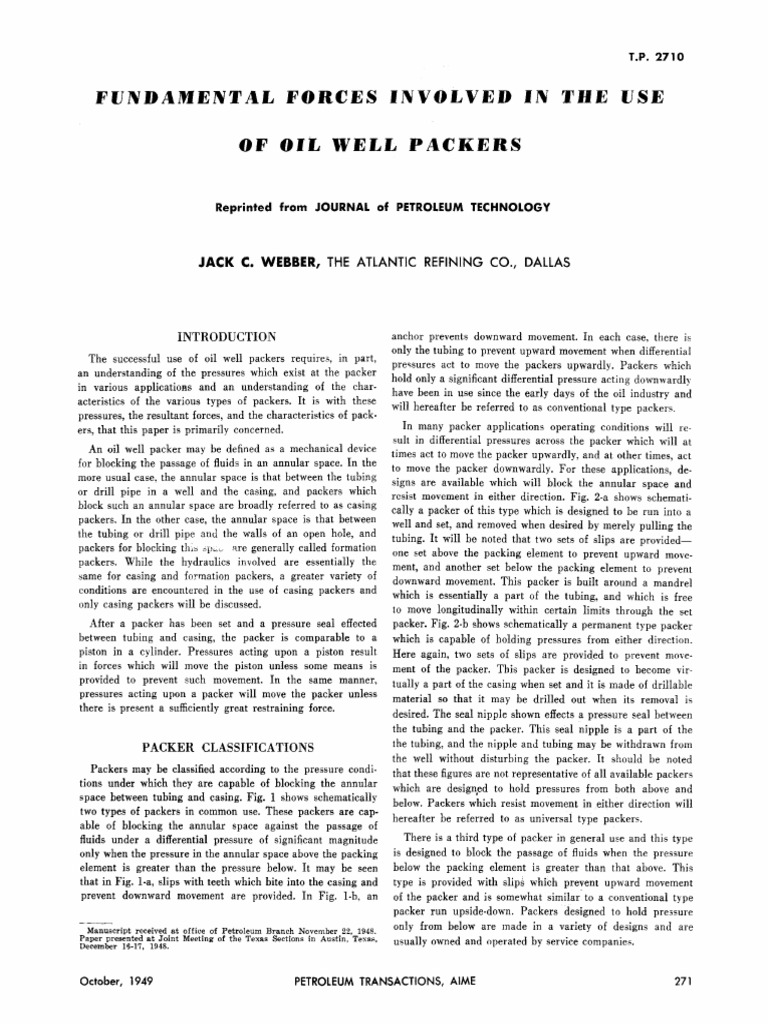 Oil Well Packers: Forces & Types | PDF | Buoyancy | Pressure