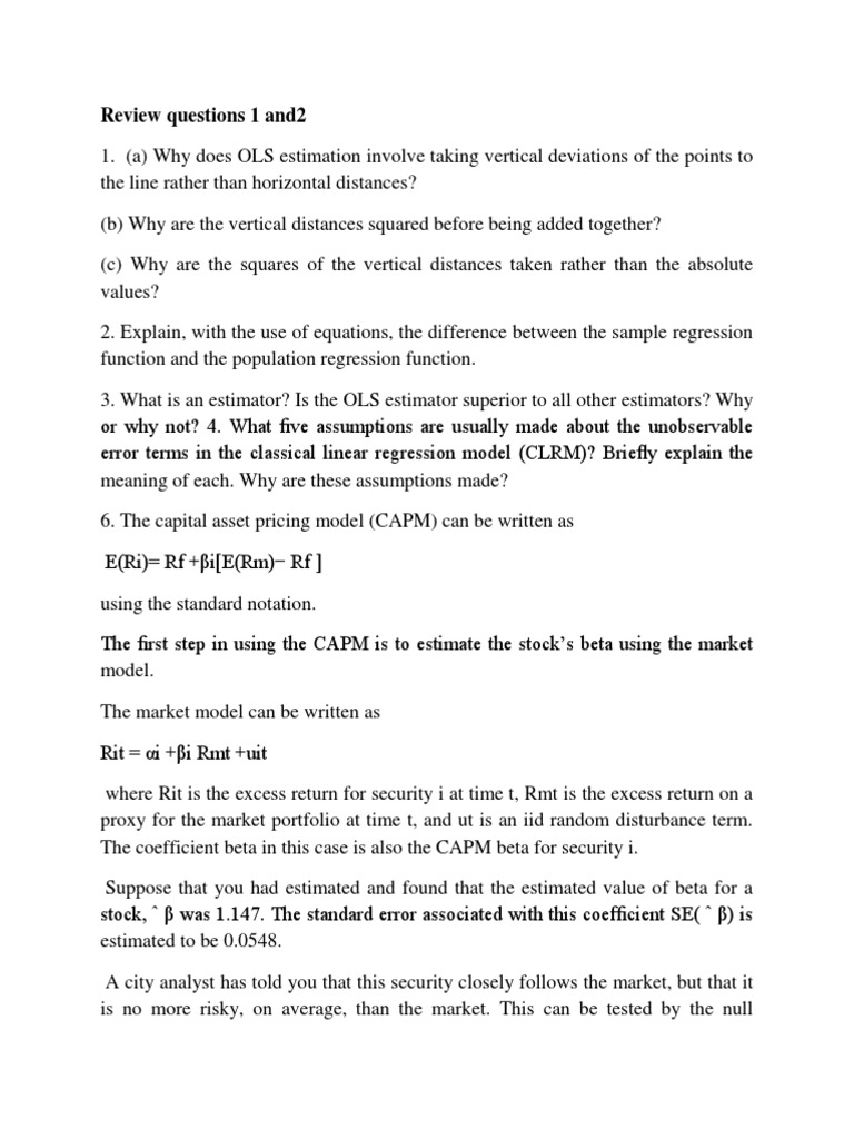 1 Econreview-Questions | PDF | Regression Analysis | Errors And Residuals