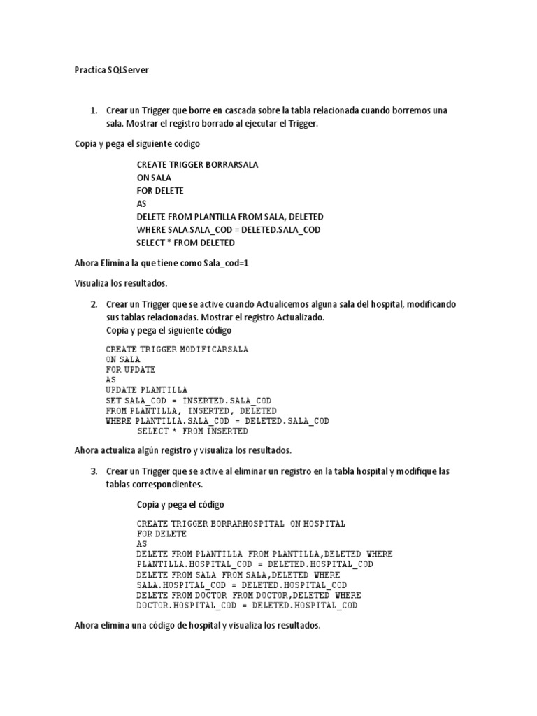 Practica SQLServer | PDF | Servidor SQL de Microsoft | Datos