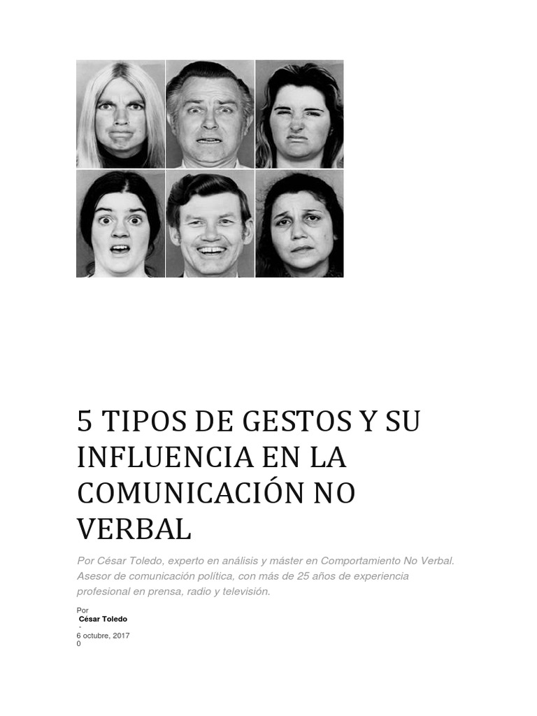 5 Tipos de Gestos y Su Influencia en La Comunicación No Verbal | PDF | Las emociones | Neurociencia