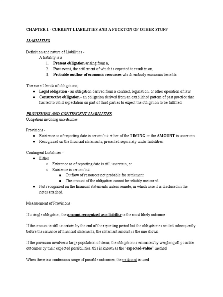 Understanding Current Liabilities and Provisions | PDF | Discounting ...