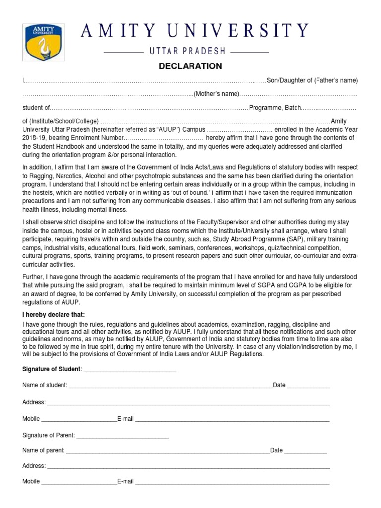 Student Declaration Form | PDF | Justice | Crime & Violence