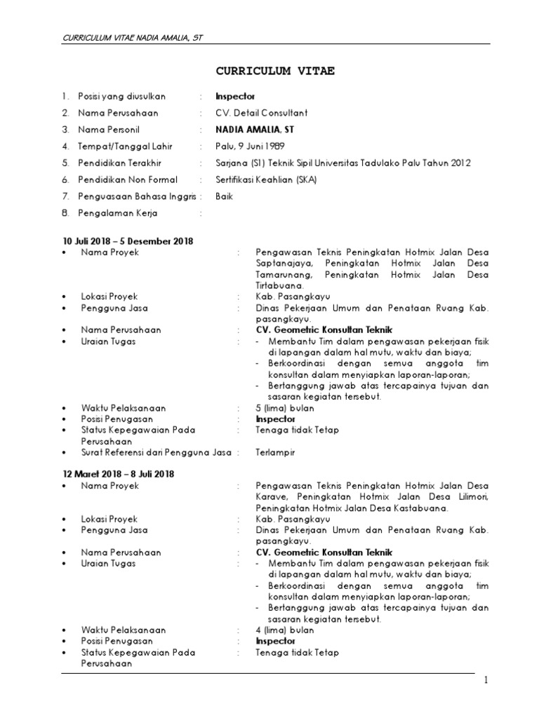 CV Nadia Amalia | PDF
