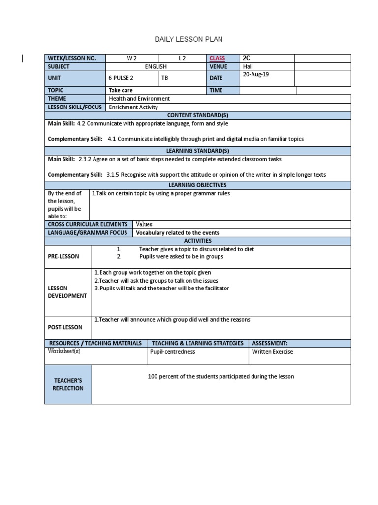 KSSM LESSON PLAN 2c (21august) | PDF