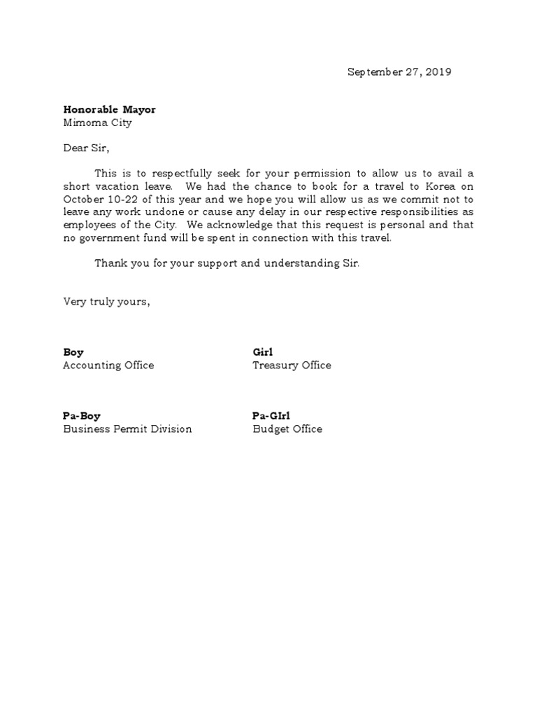 Letter Request To Travel - LGU | PDF