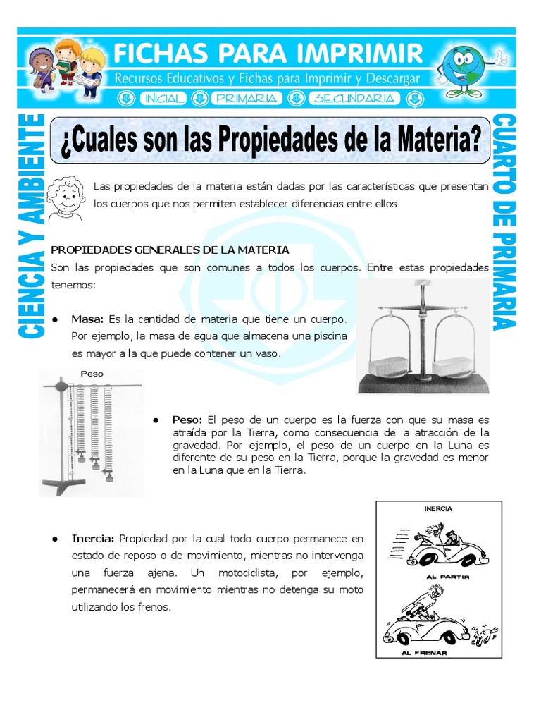 15 Ficha Cuales Son Las Propiedades de La Materia para Cuarto de ...