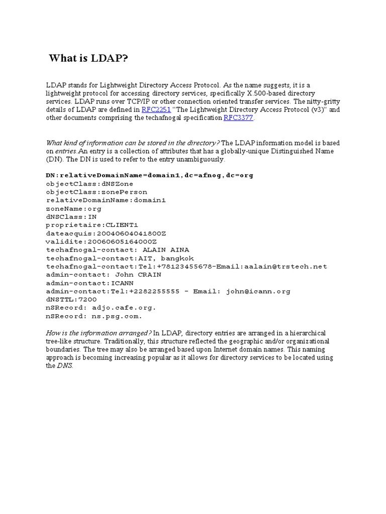 What Is LDAP?: What Kind of Information Can Be Stored in The Directory? The LDAP Information ...