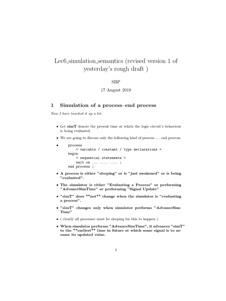 Lec6 Simulation Semantics (Revised Version 1 of Yesterday's Rough Draft) | PDF | Digital ...
