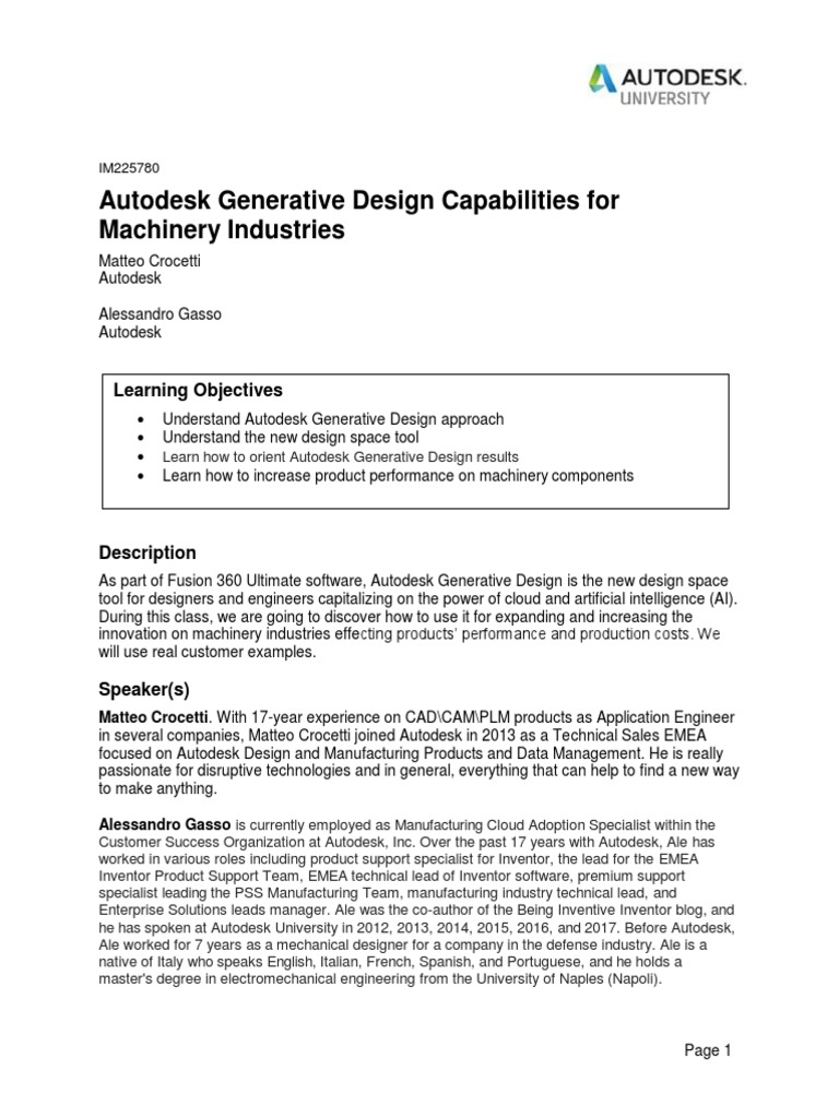 Autodesk Generative Design for Machinery | PDF | Autodesk | Engineering