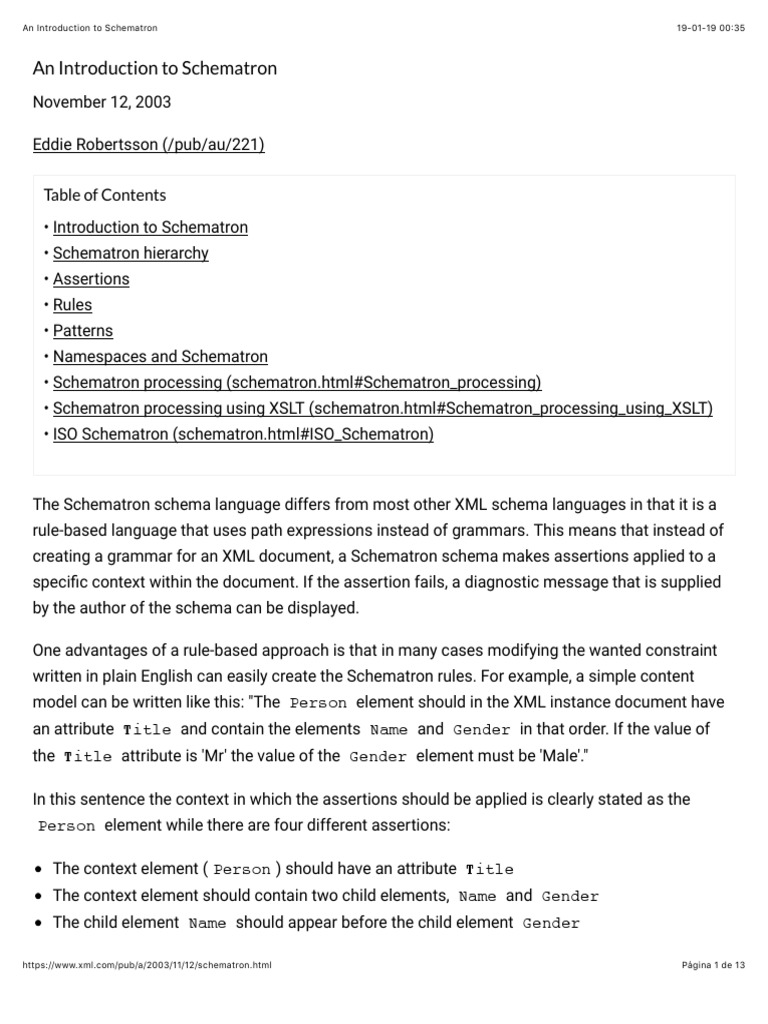 An Introduction To Schematron | PDF | Xslt | Xml Schema