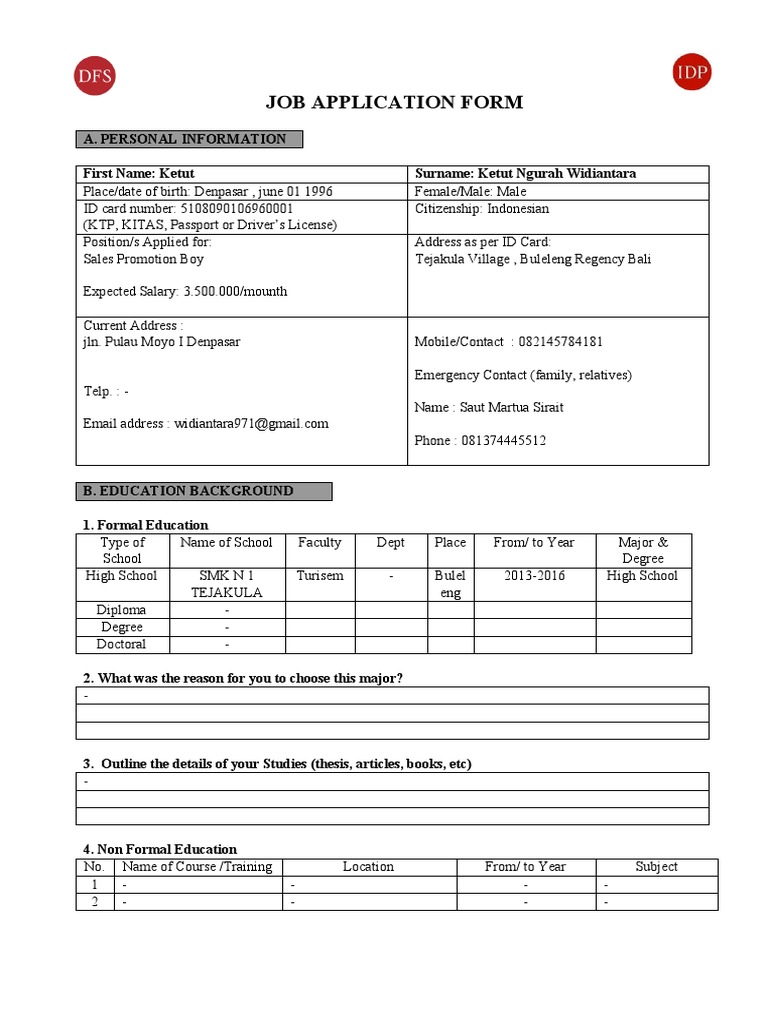 Job Application for Sales Promotion Boy | PDF | Government Information ...