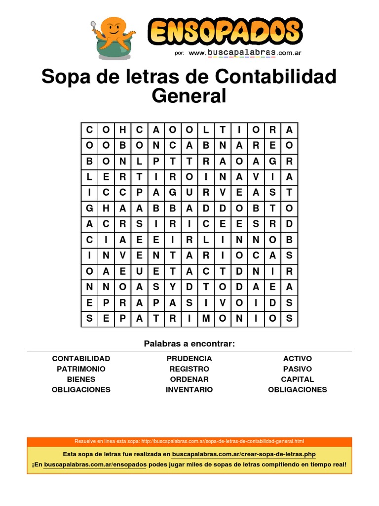 Sopa de letras contable: Encuentra términos clave de la contabilidad ...