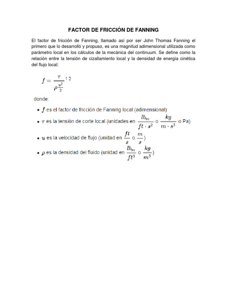 Factor de Fricción de Fanning | PDF