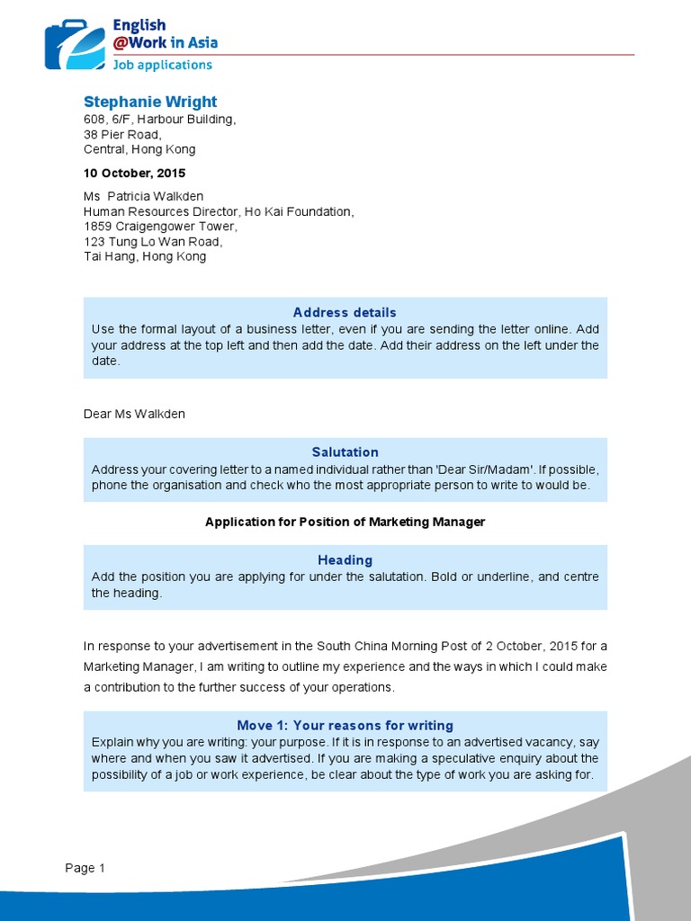 Cover Letter Guide Pdf Pdf Marketing Employment