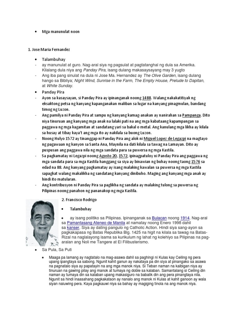 Mga Manunulat Noon | PDF