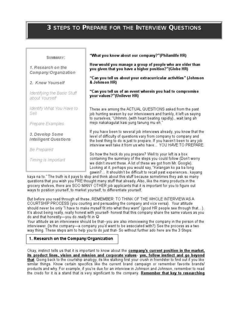 Job Interview Tips | PDF | Job Interview | Goal