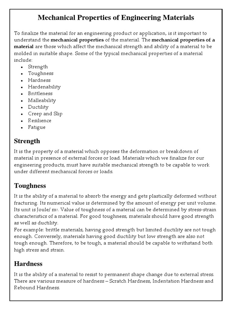 Understanding the Mechanical Properties of Engineering Materials ...