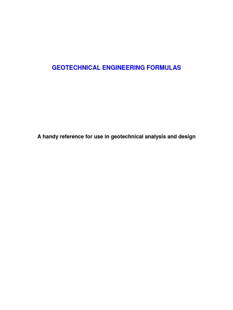 Geotechnical Formulas PDF | PDF | Silt | Geotechnical Engineering