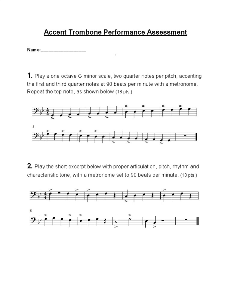 Accent Trombone Assessment Guide | PDF | Art