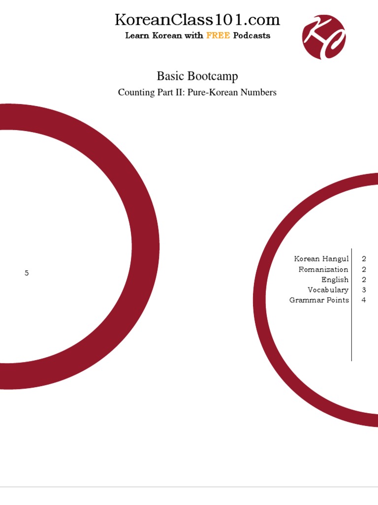 Basic Bootcamp: Counting Part II: Pure-Korean Numbers | PDF | Human ...