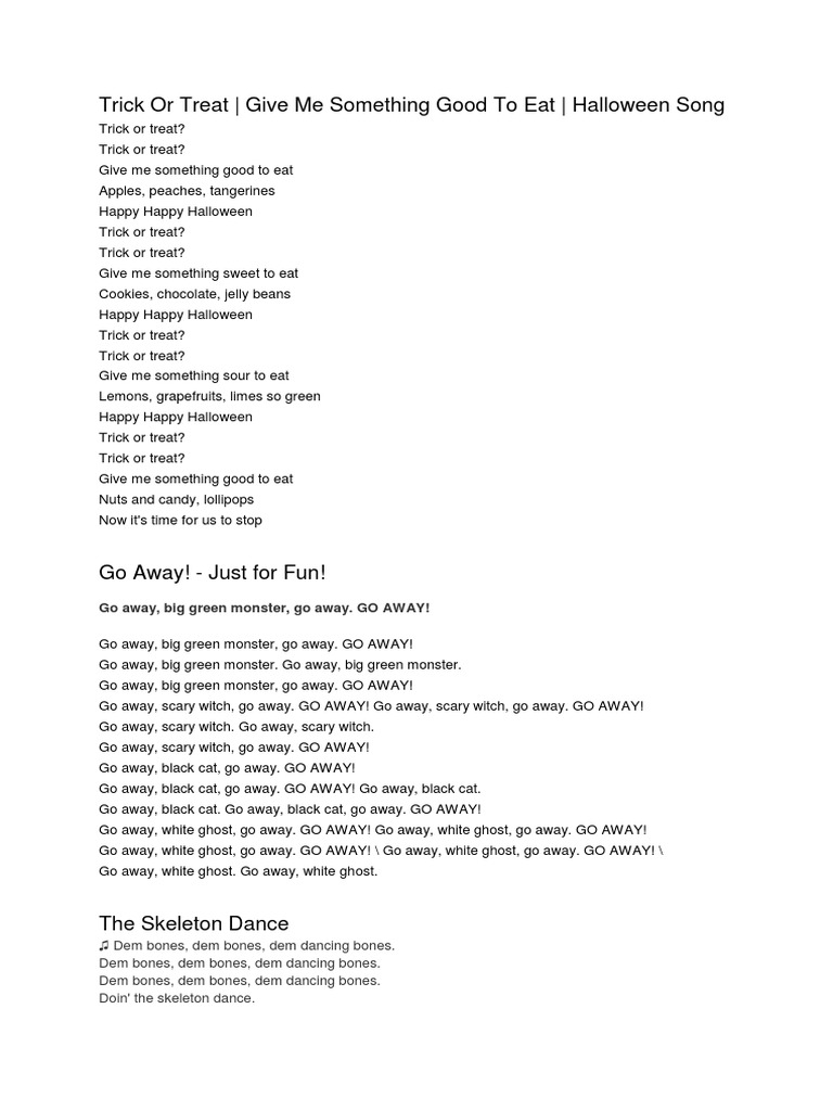 Trick or Treat - Give Me Something Good To Eat - Halloween Song ...