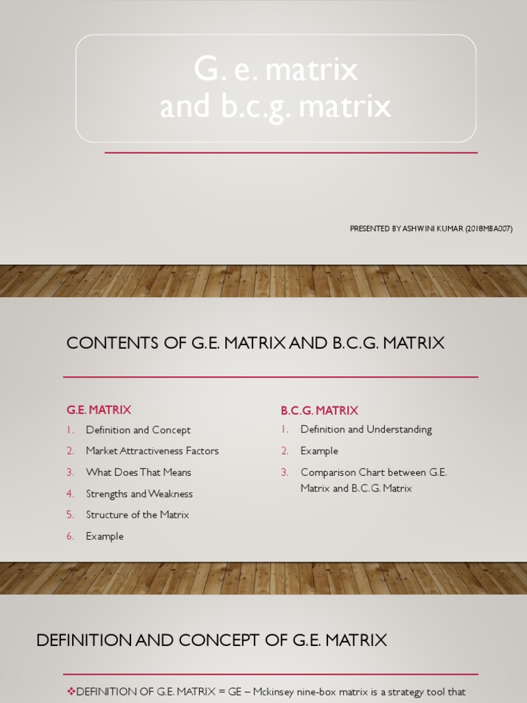 GE & BCG MATRIX Presentation | PDF | Economies | Investing
