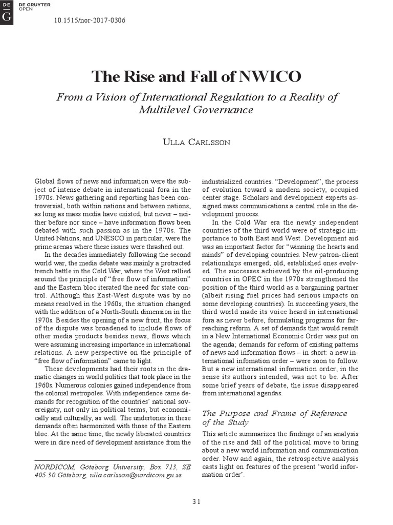 The Rise and Fall of NWICO: From A Vision of International Regulation ...
