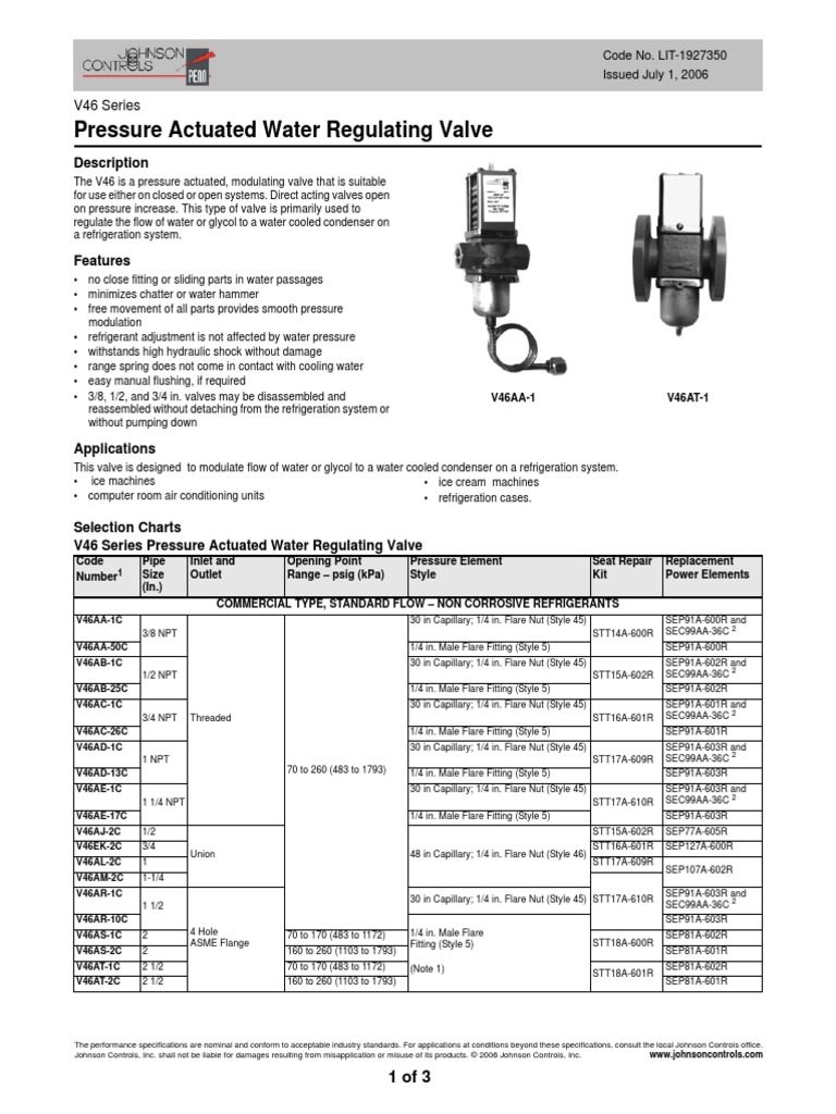 Pressure Actuated Water Regulating Valve: Description | PDF | Valve ...